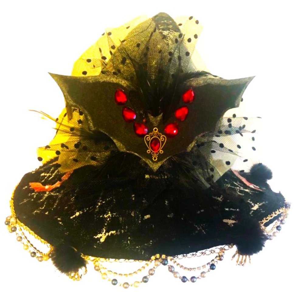 Handcrafted Y2k Halloween Party Bat Decorated Black H… - Gem